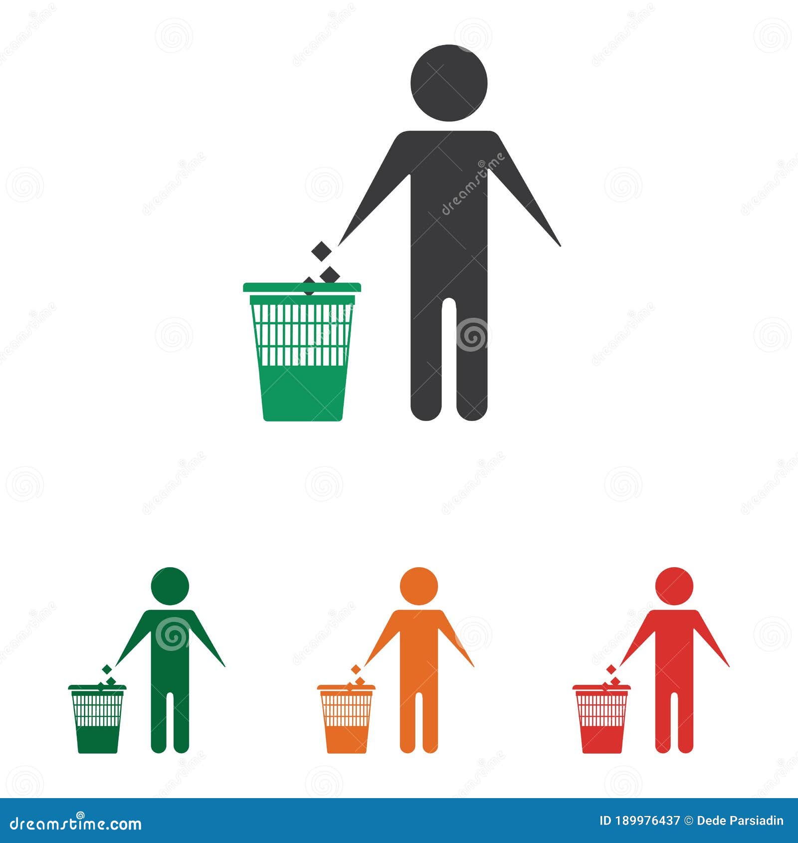 Throw garbage in the trash stock vector. Illustration of recycle ...