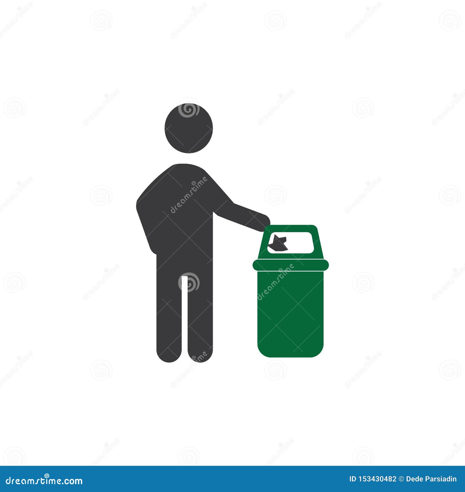 Throw garbage in the trash stock vector. Illustration of clean - 153430482