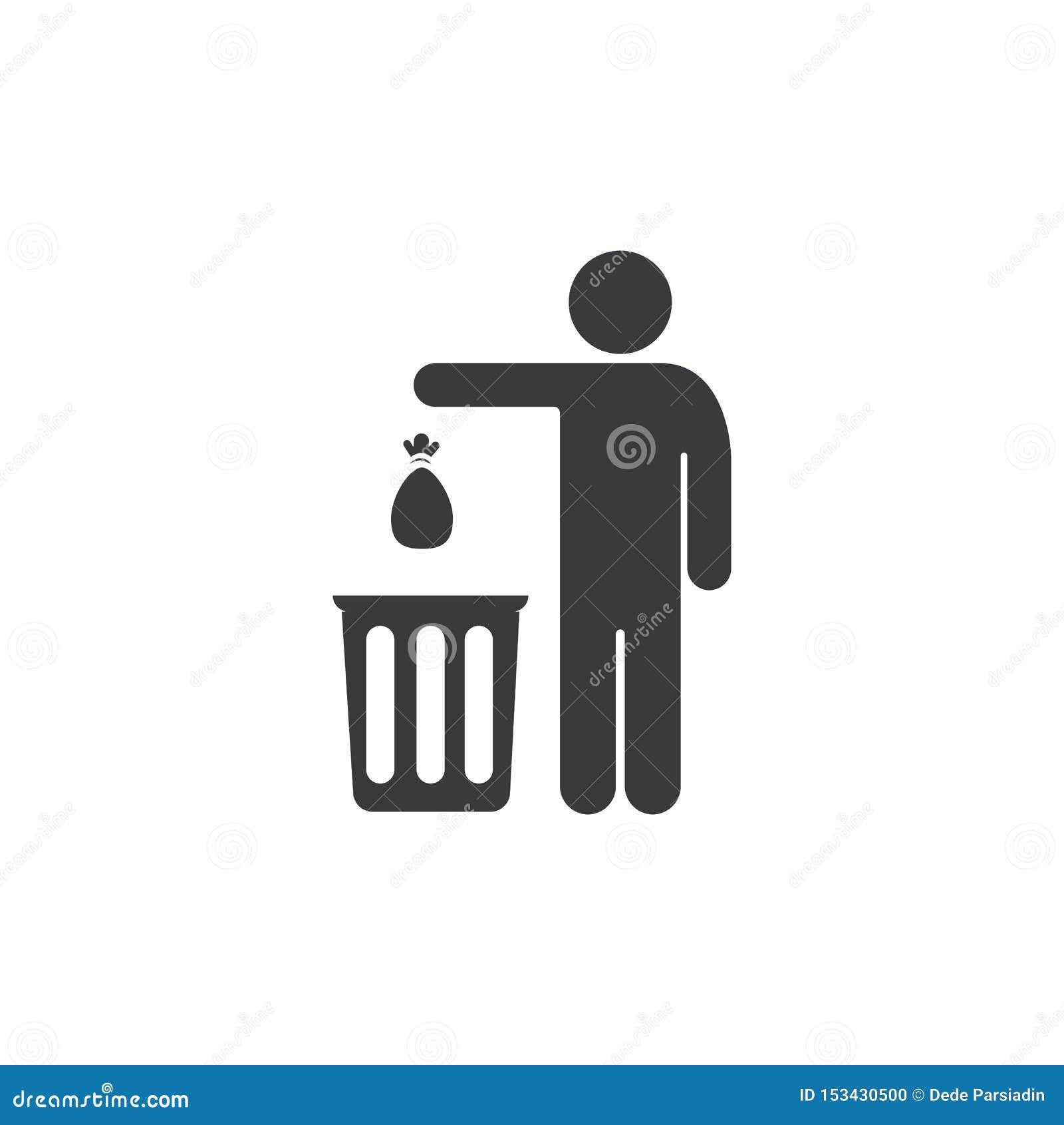 Throw garbage in the trash stock vector. Illustration of recycling ...