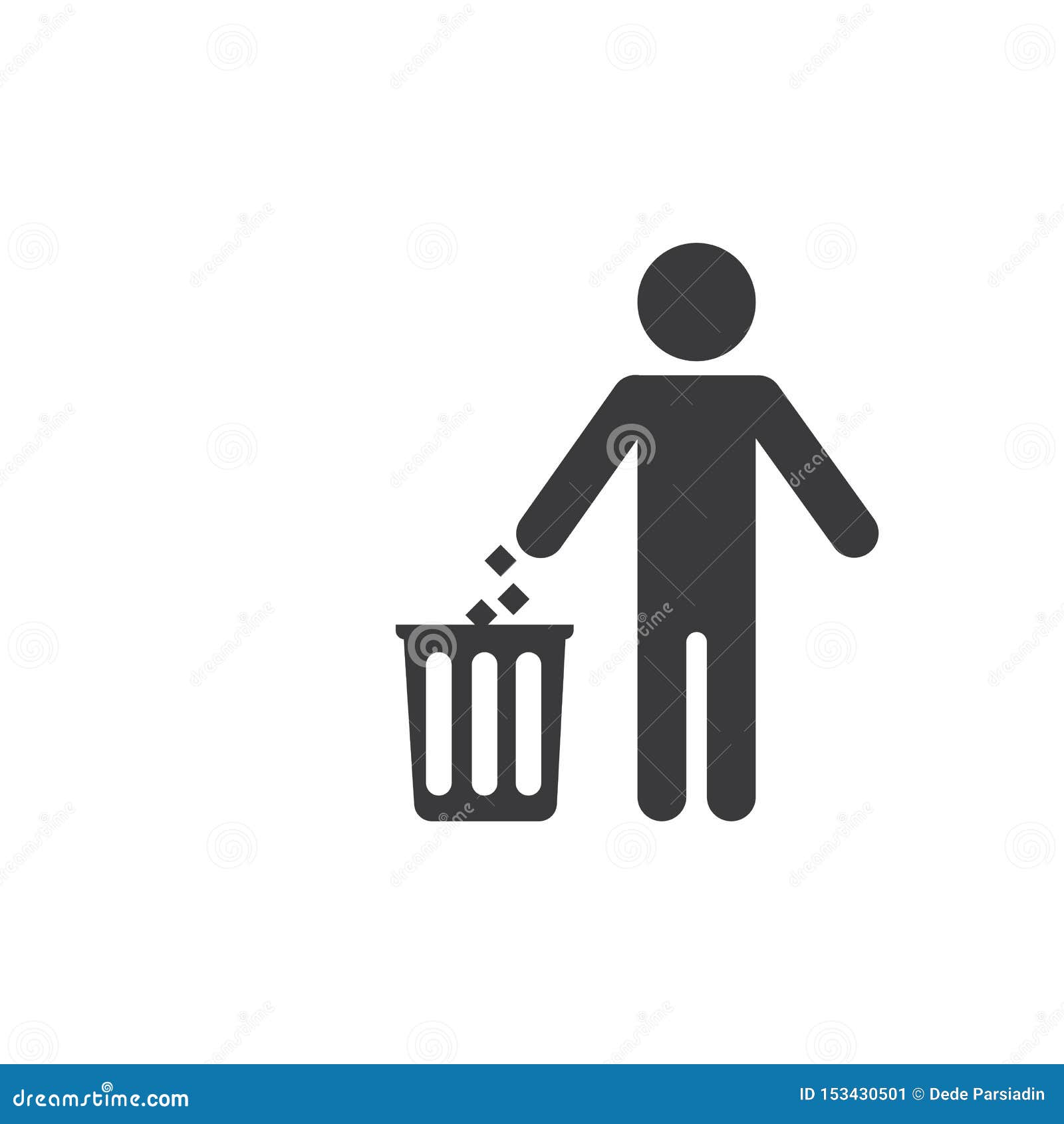 Throw garbage in the trash stock vector. Illustration of ecology ...