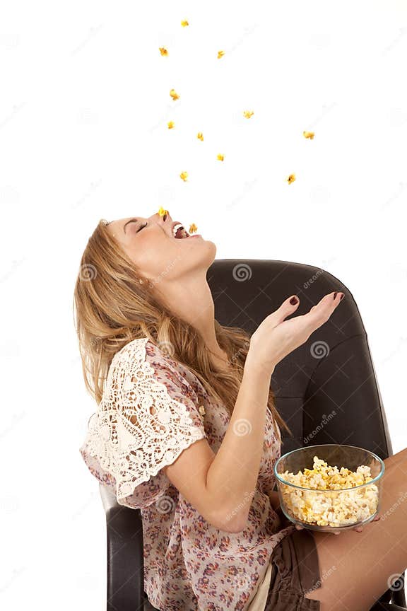 Throw popcorn into mouth stock photo. Image of healthy - 22770970