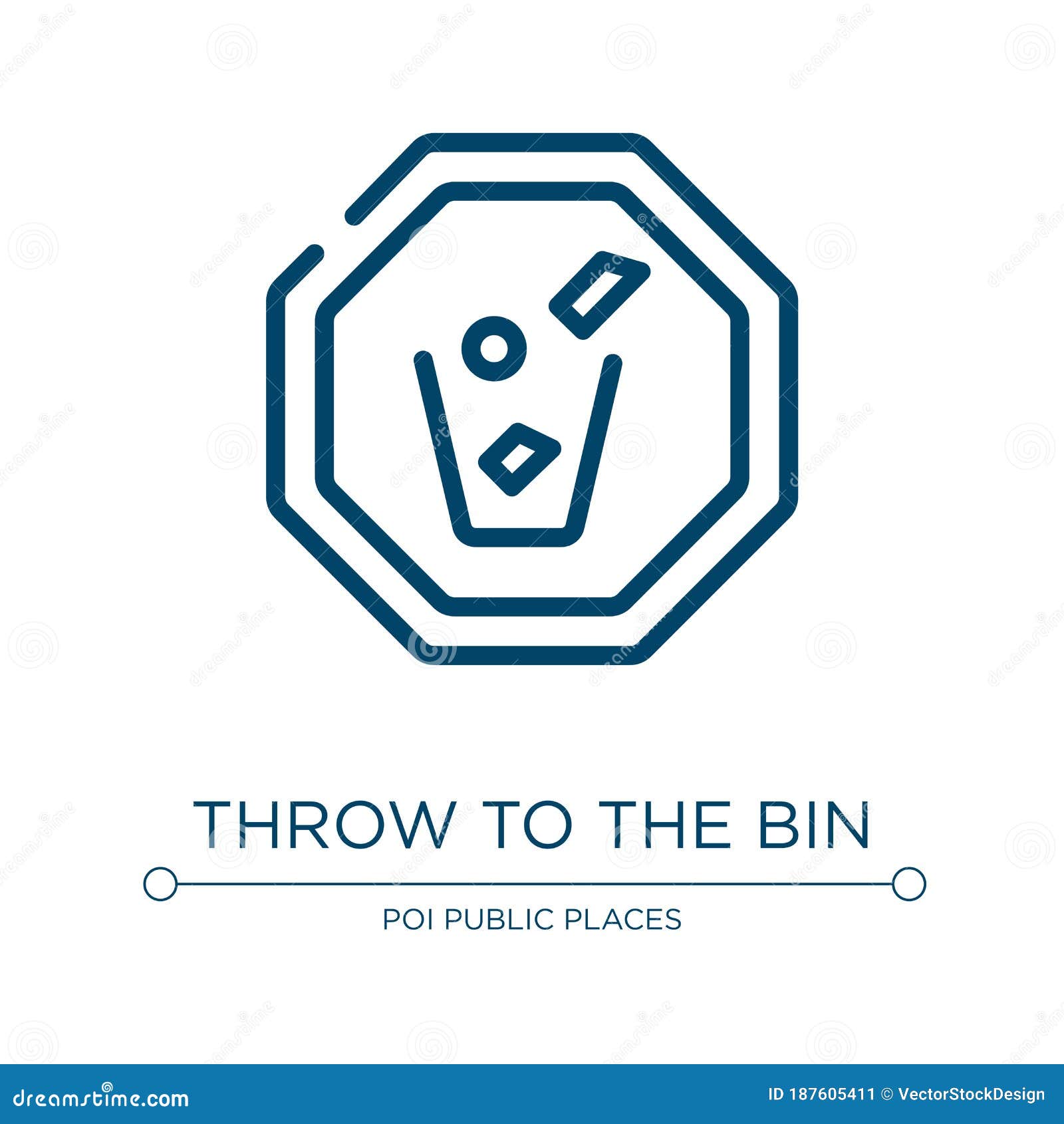 Throw To the Bin Icon. Linear Vector Illustration from Indications ...