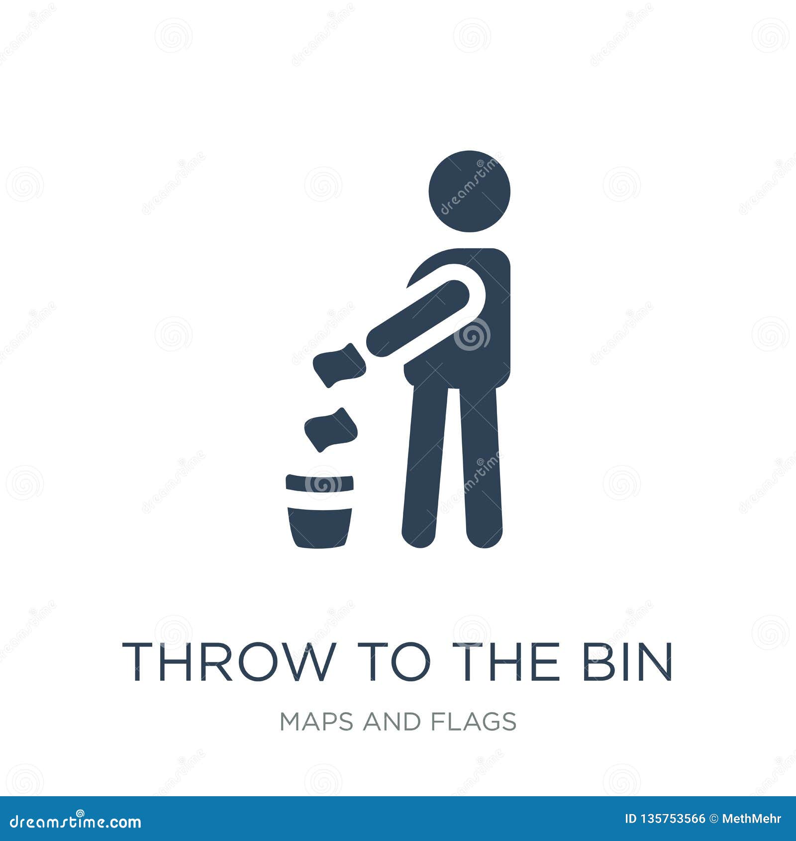 Throw To the Bin Icon in Trendy Design Style. Throw To the Bin Icon ...
