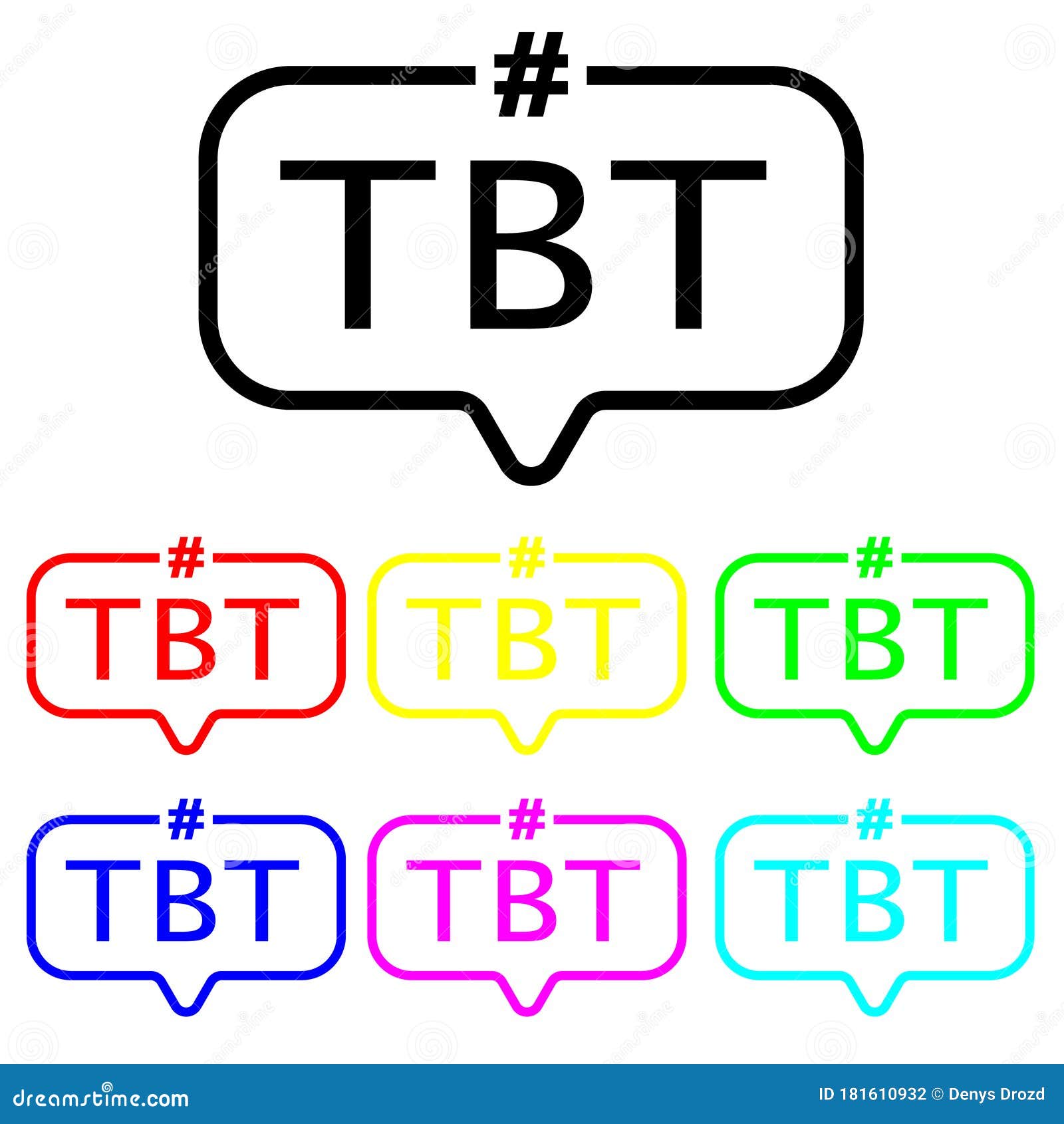 Throwback Thursday Hashtag Icon Vector Set. Abbreviation Illustration ...