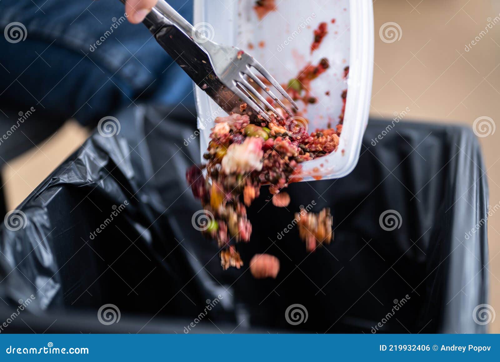 Throwing Away Food Leftover. Discarded Meal Stock Photo - Image of ...
