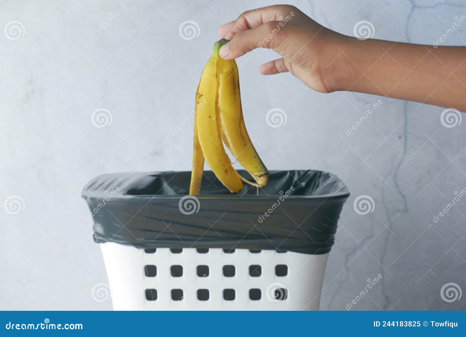 Throwing Banana in a Garbage Bin Stock Image - Image of plastic, junk ...