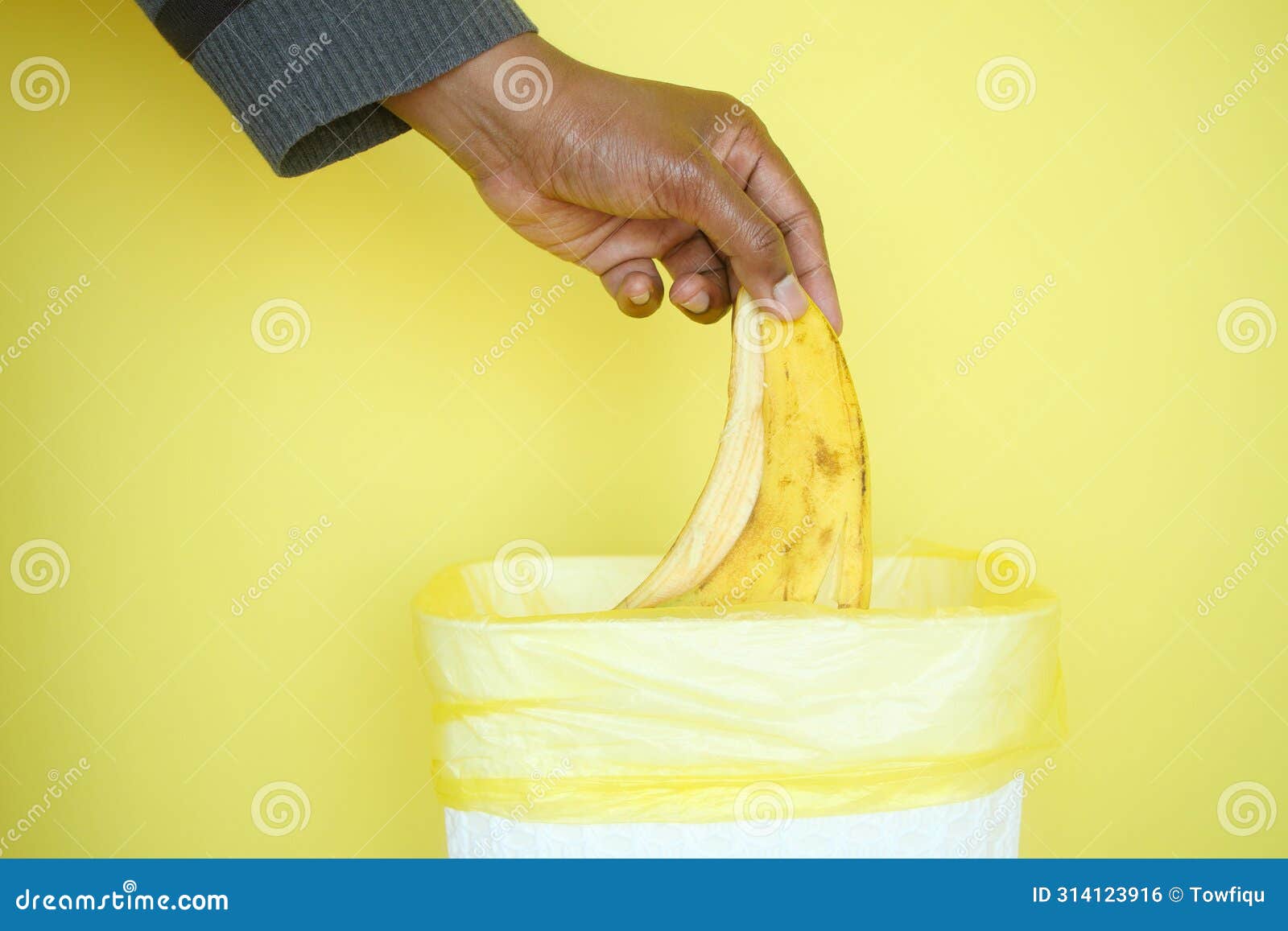 Throwing Banana in a Garbage Bin Stock Photo - Image of banana ...