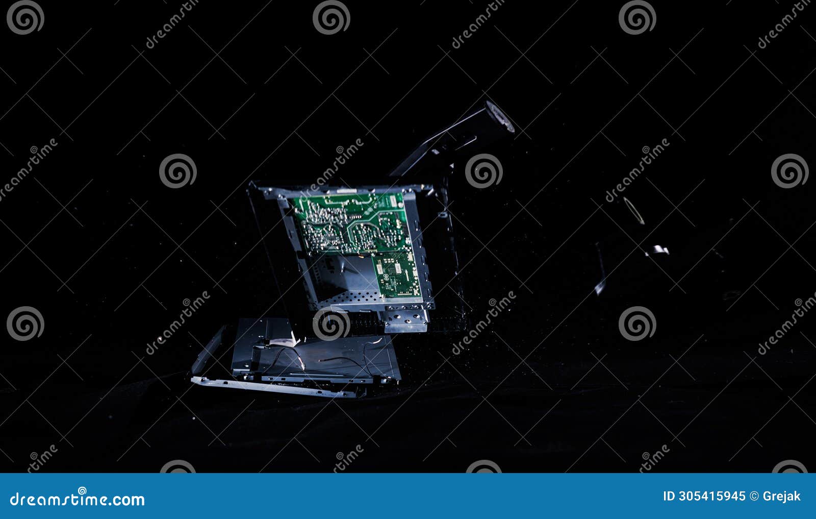 Throwing and Breaking a Screen into Pieces Isolated on a Black Backdrop ...