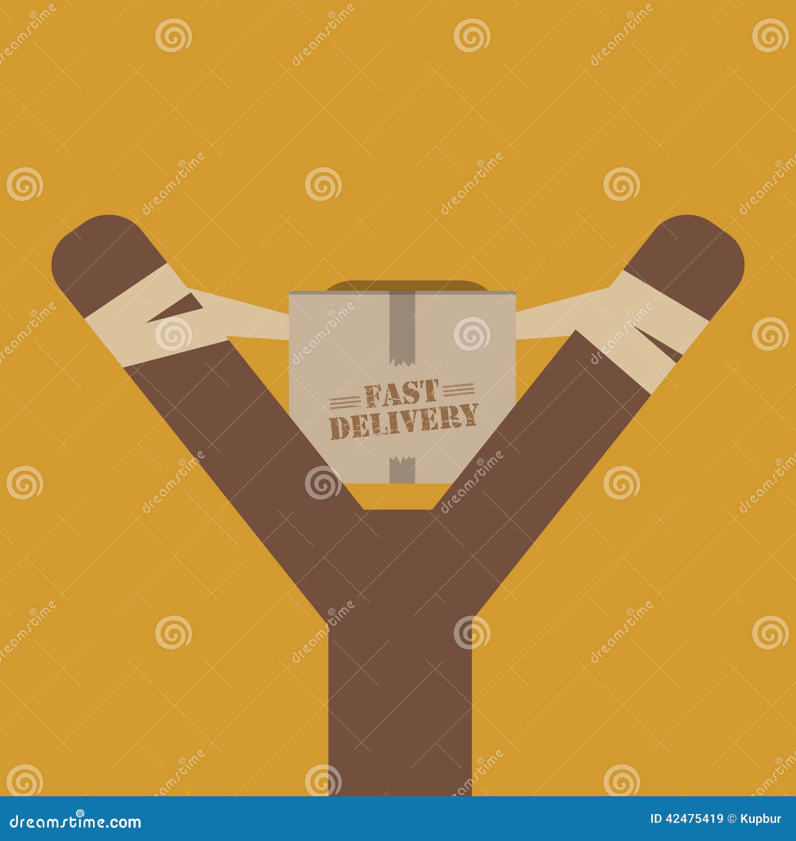 Throwing Fast Delivery Box with a Slingshot Stock Vector - Illustration ...