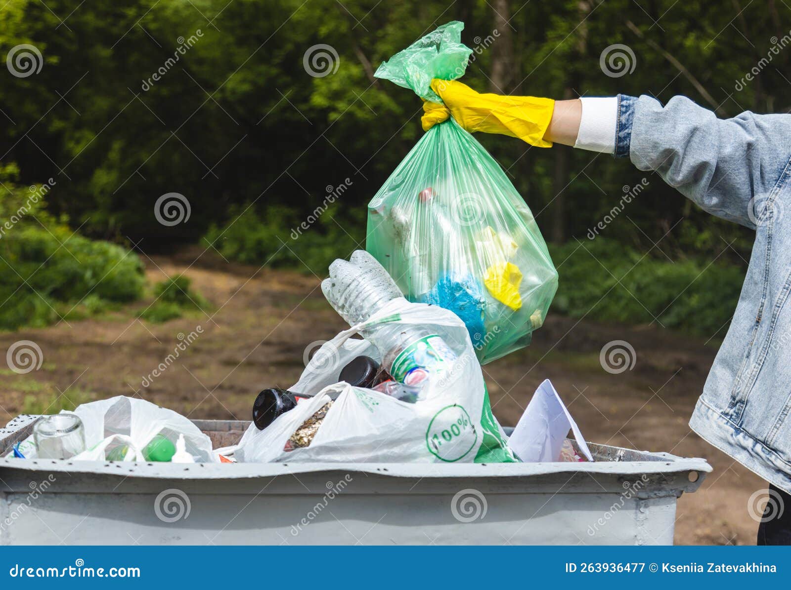 Throwing Garbage into a Trash Can. Close-up of a Hand Holding a Garbage ...