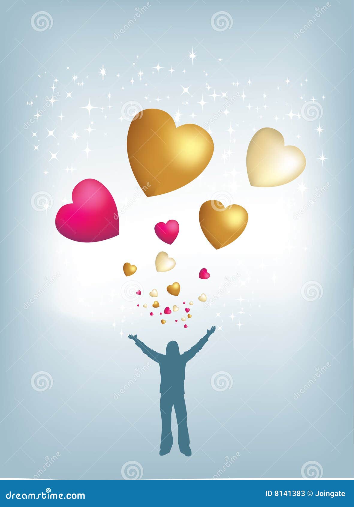 Throwing hearts and stars stock illustration. Illustration of health ...