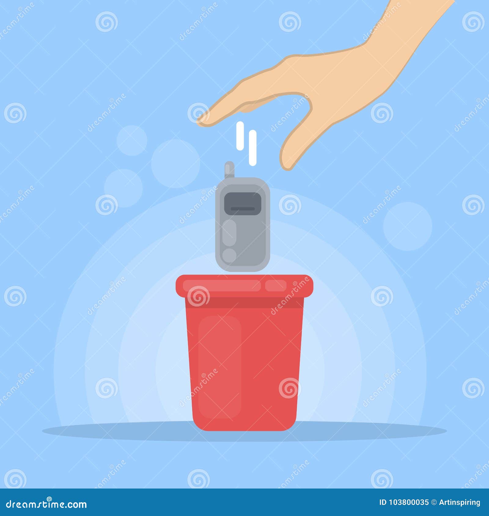 Throwing old phone. stock vector. Illustration of keyboard - 103800035