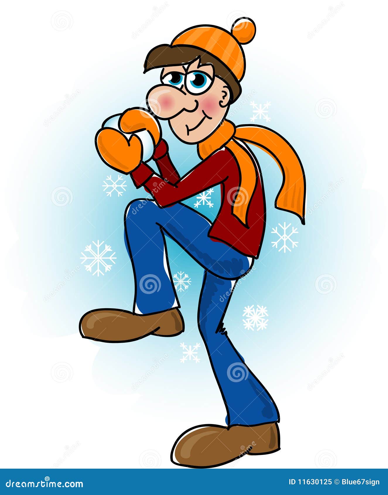 Throwing A Snowball Cartoon Vector | CartoonDealer.com #11630125