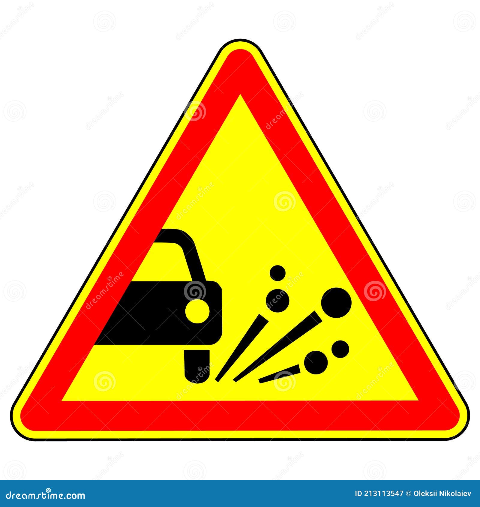 Throwing Stone Materials Warning Road Sign. Traffic Rules . Triangular ...