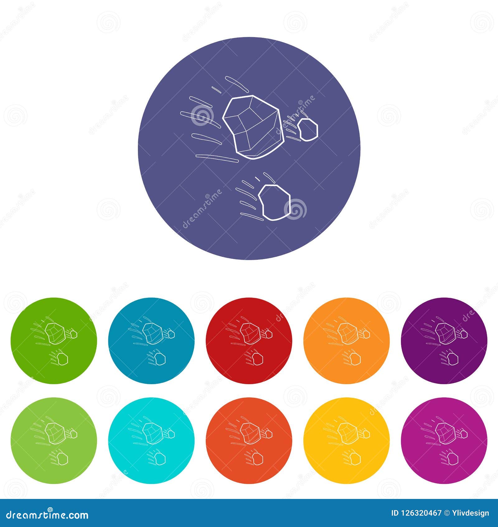 Throwing Stones Icons Set Vector Color Stock Vector - Illustration of ...