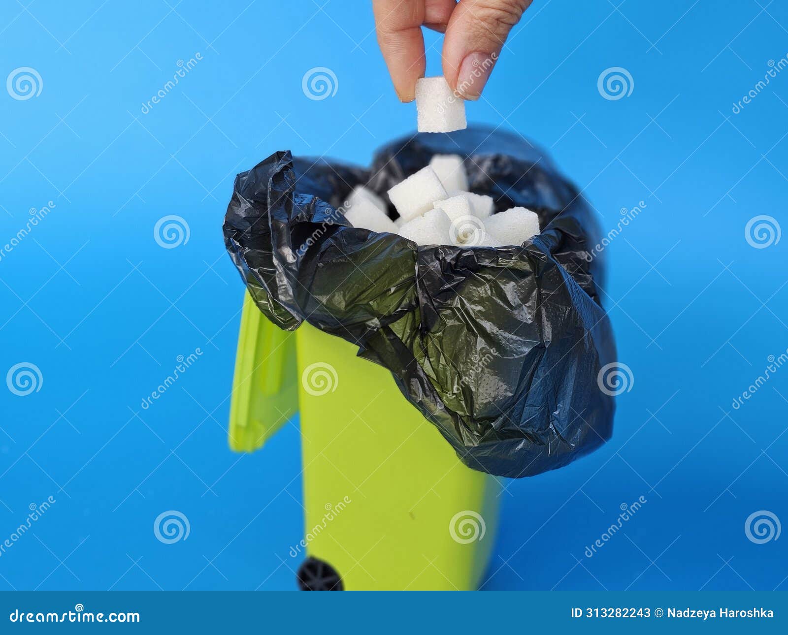 Throwing Sugar in the Trash and Giving Up Sweets Stock Image - Image of ...