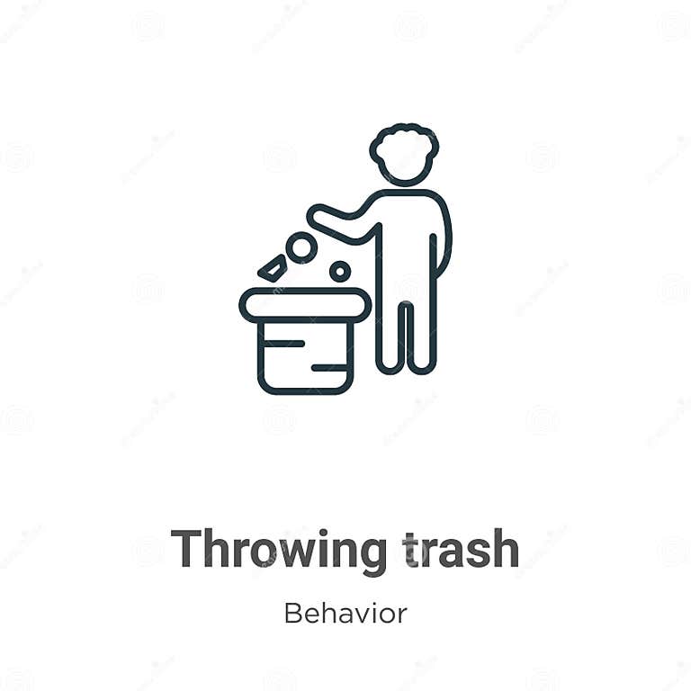 Throwing Trash Outline Vector Icon. Thin Line Black Throwing Trash Icon ...