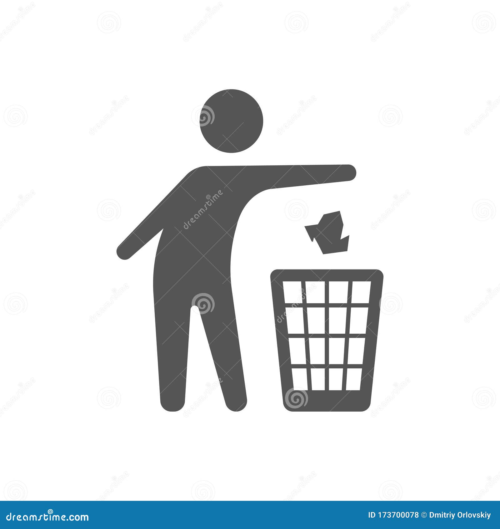 Throwing Trash Vector Icon on White Background. Flat Vector Throwing ...