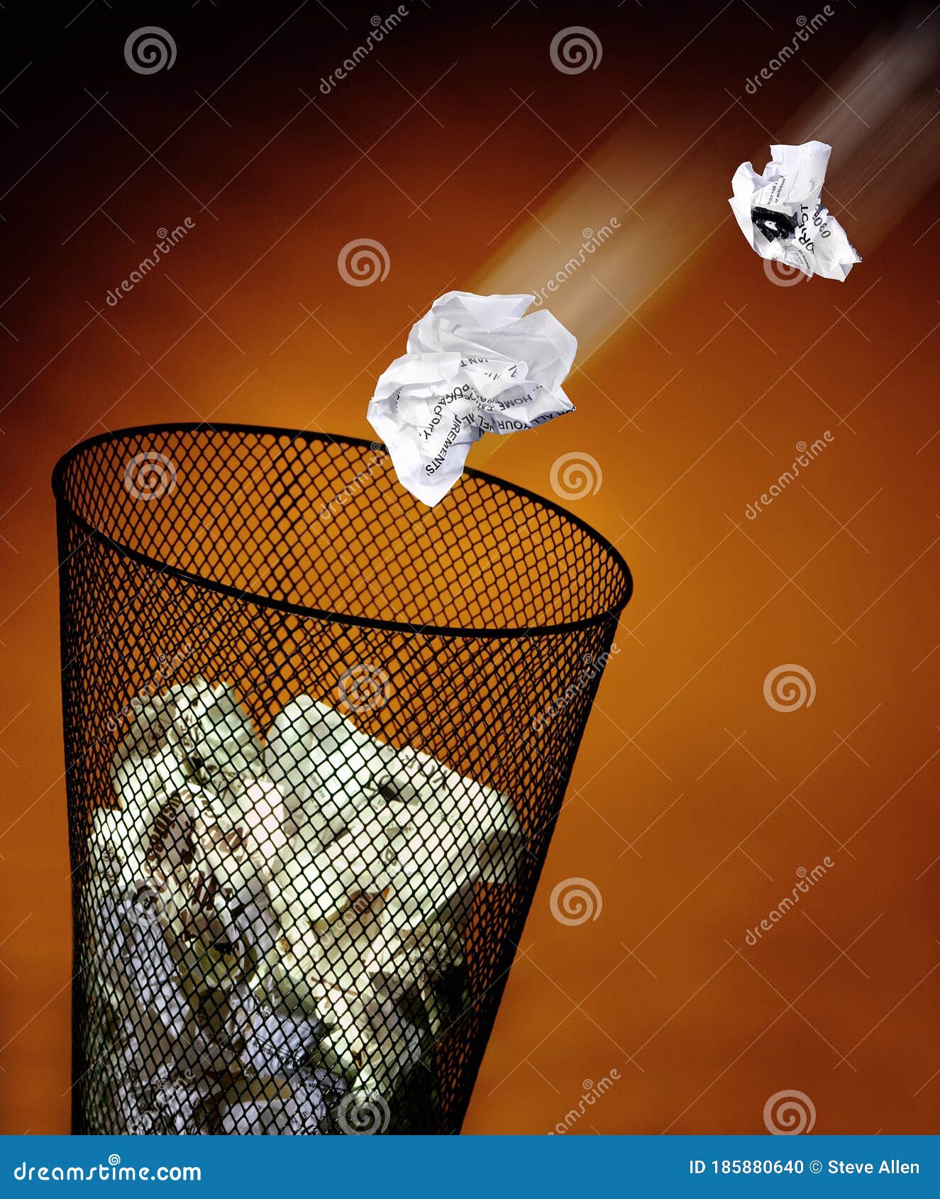 Throwing Ideas into a Rubbish Bin Stock Photo - Image of rubbish, paper ...