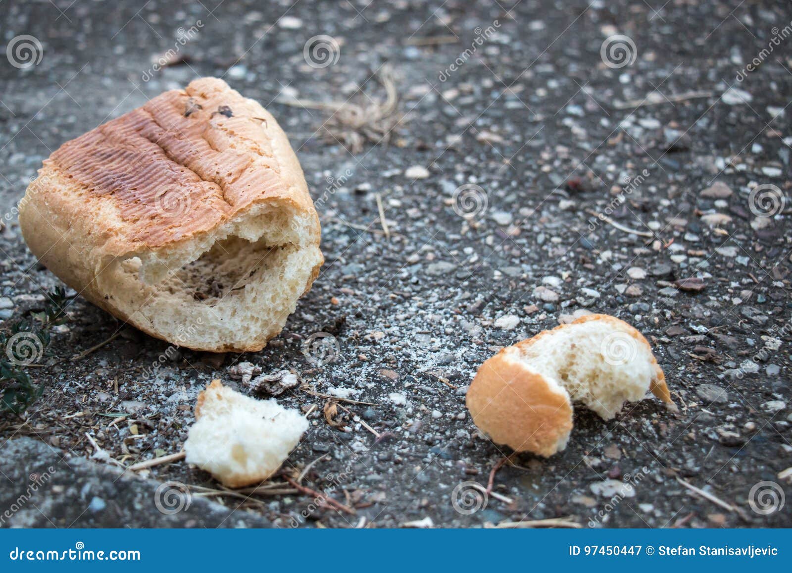 Thrown away bread stock image. Image of macro, asphalt - 97450447