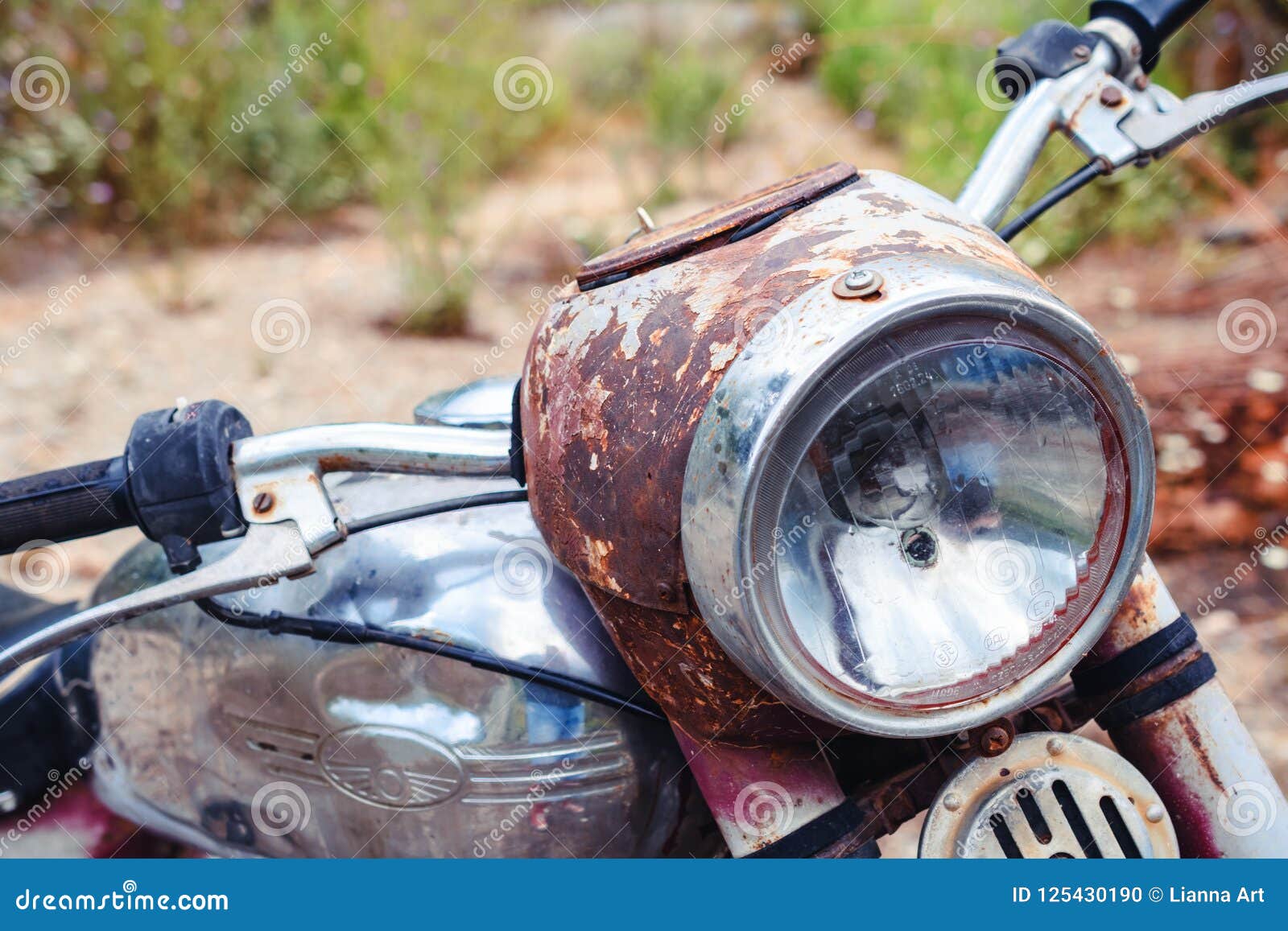 The Thrown Old Rusty Brown Vintage Motorcycle Stock Photo - Image of ...