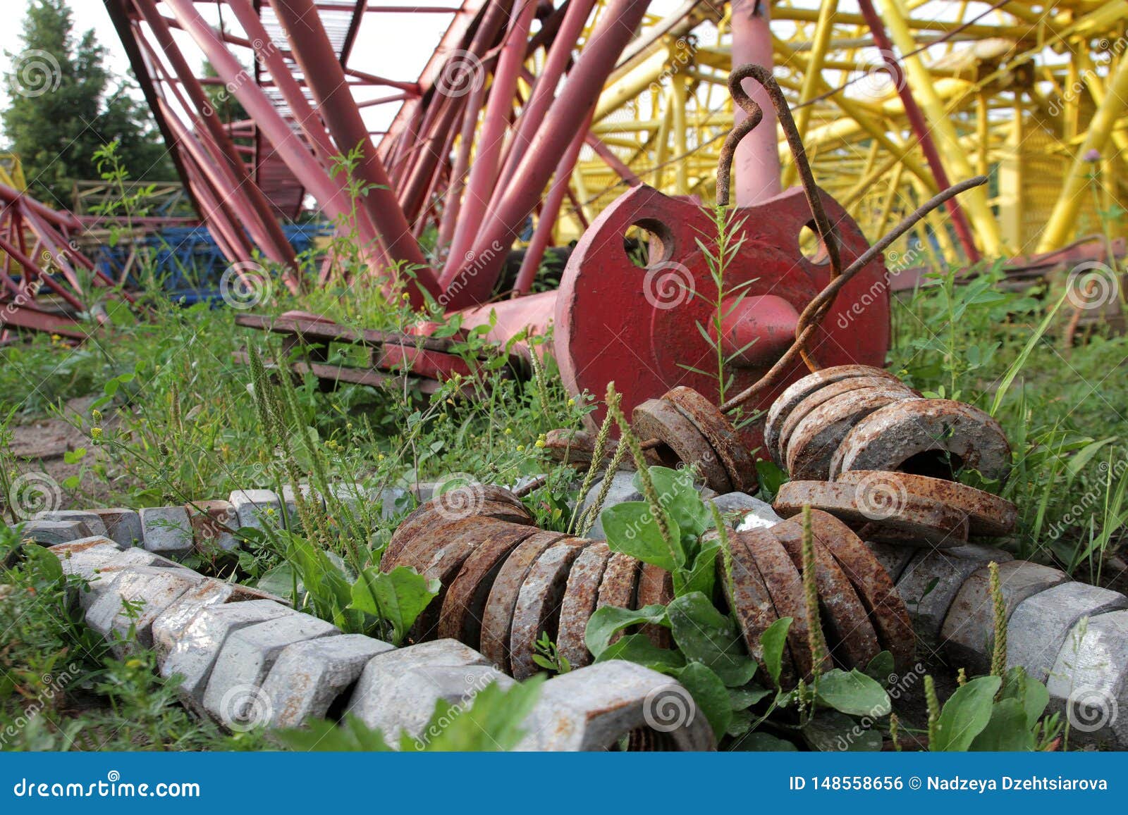 The Thrown-out Broken Details of Tower Cranes Stock Photo - Image of ...
