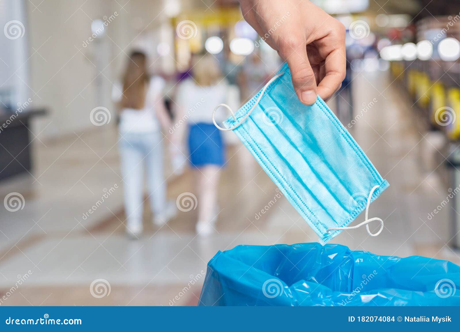 Throws a Disposable Mask Trash Bin Stock Photo - Image of away ...