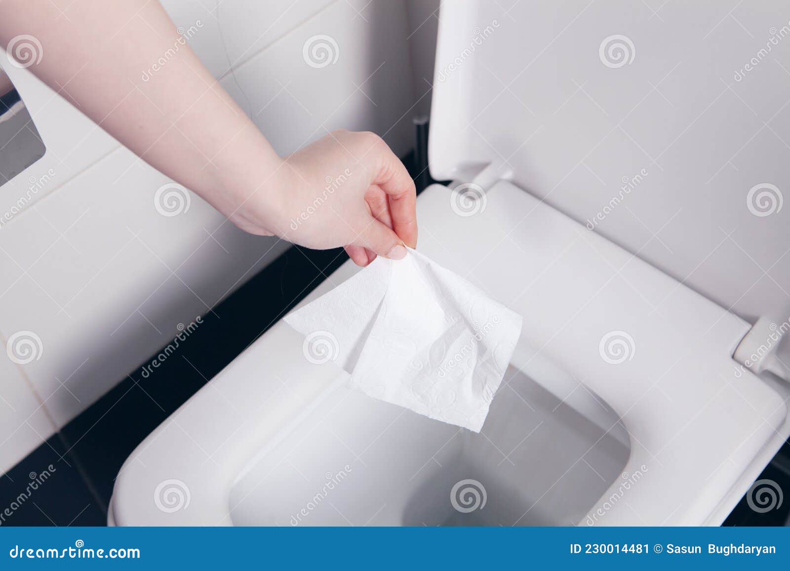 Throws a Napkin in the Toilet Stock Image - Image of napkin, throwing ...