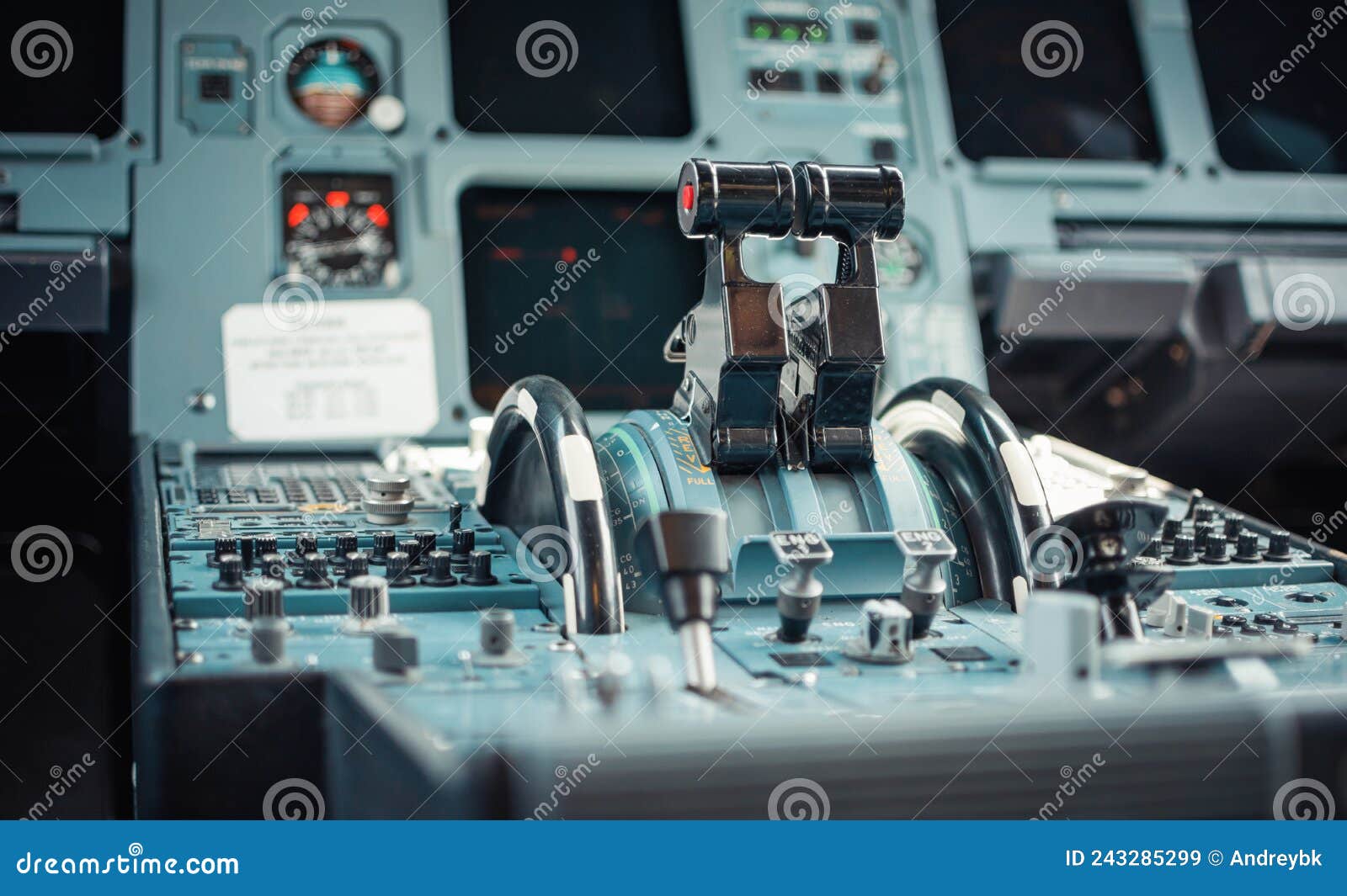 Thrust Levers in Cockpit of Modern Aircraft Stock Image - Image of ...