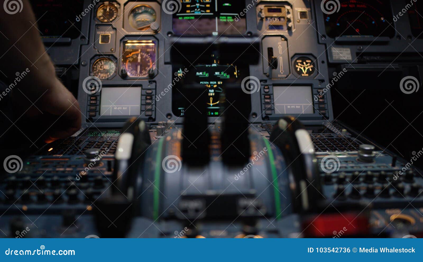 Thrust Levers of a Twin Engined Airliner. Thrust Levers on the Centre ...