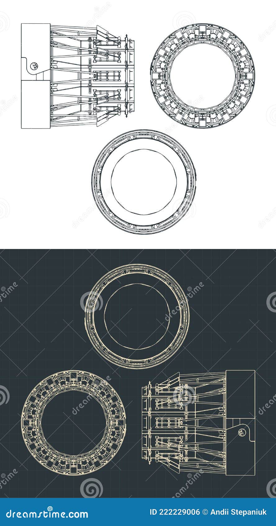 Thrust Vectoring Nozzle Blueprints Stock Vector - Illustration of ...
