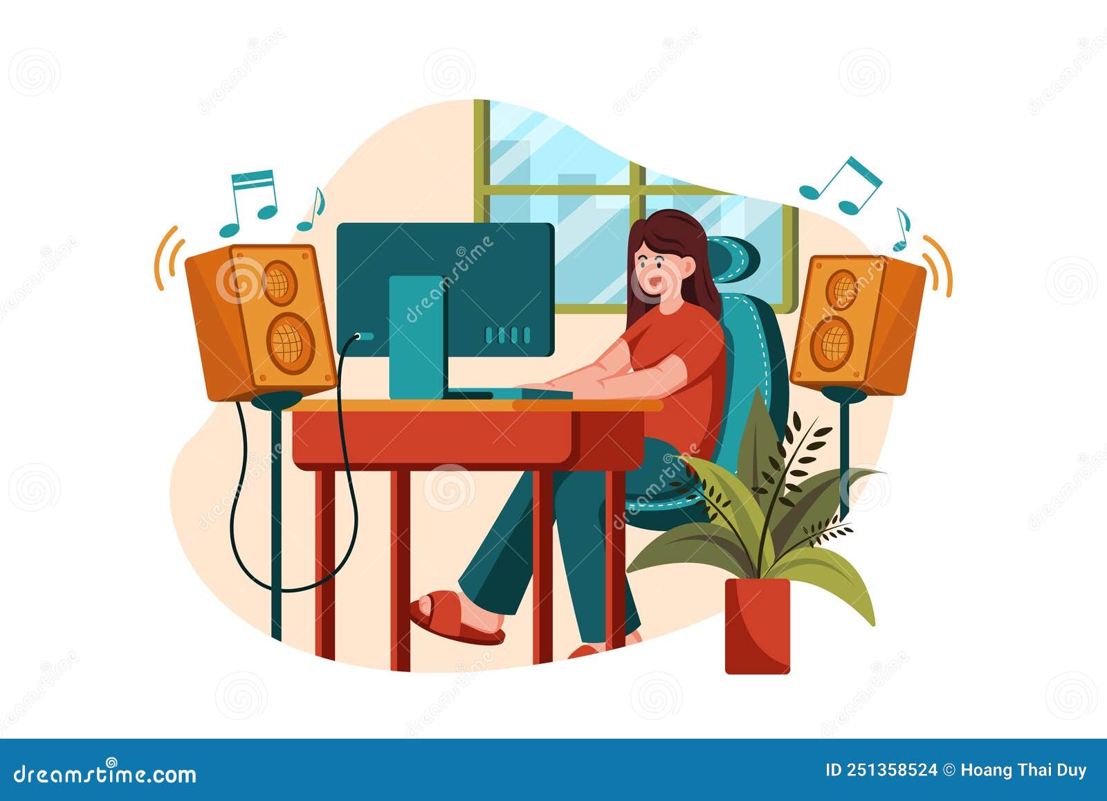 Remote Work Illustration Concept on White Background Stock Vector ...