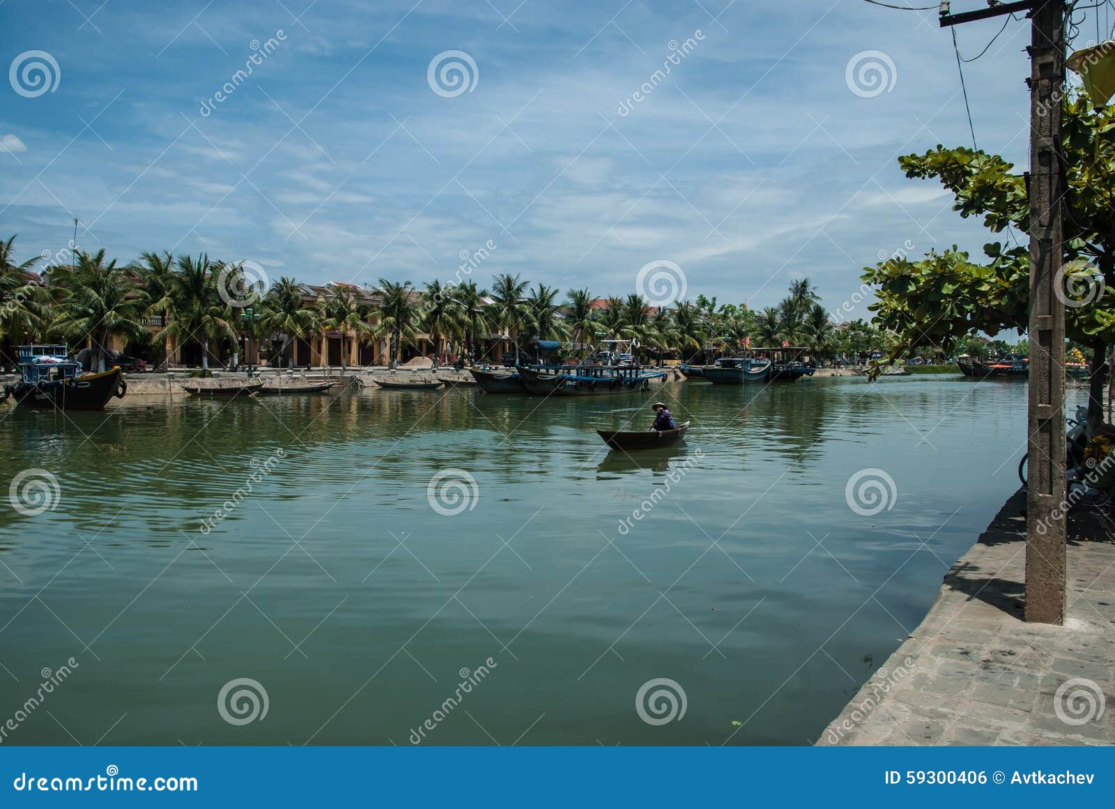 The Thu Bon River Flowing through the Town of Hoi an Stock Photo ...