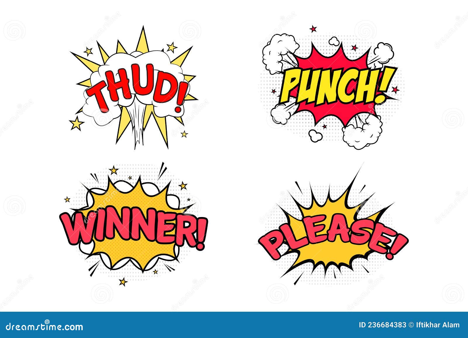 Thud Punch Comic Explosion with White, Red, and Yellow Colors. Winner ...
