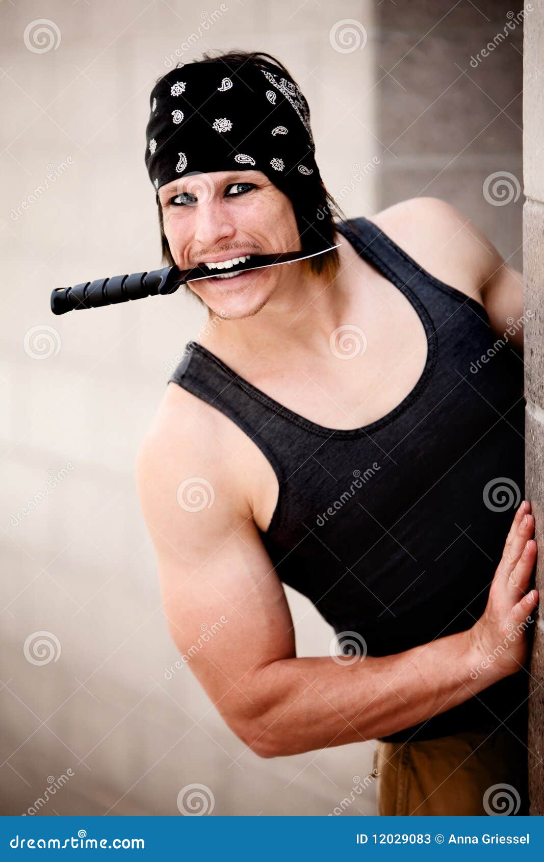 Thug with a knife stock image. Image of threat, knife - 12029083