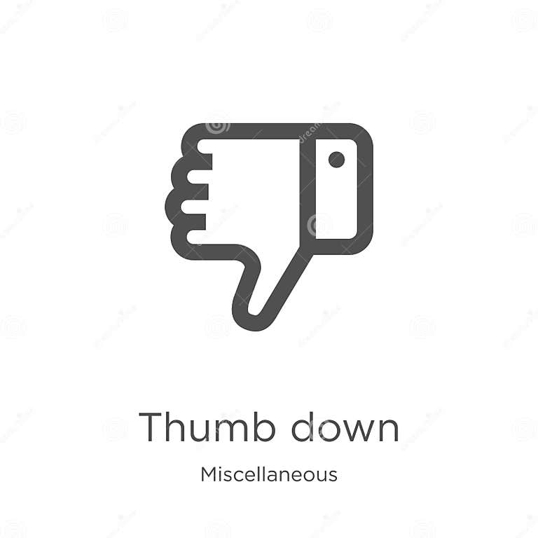 Thumb Down Icon Vector from Miscellaneous Collection. Thin Line Thumb ...