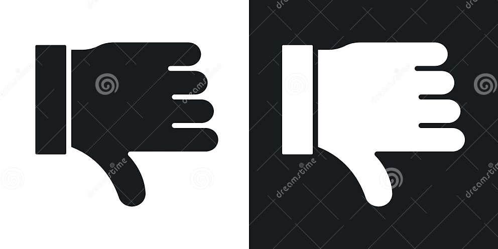 Thumb Down Icon Vector Set on White Background Stock Vector - Illustration of flat, black: 330050648