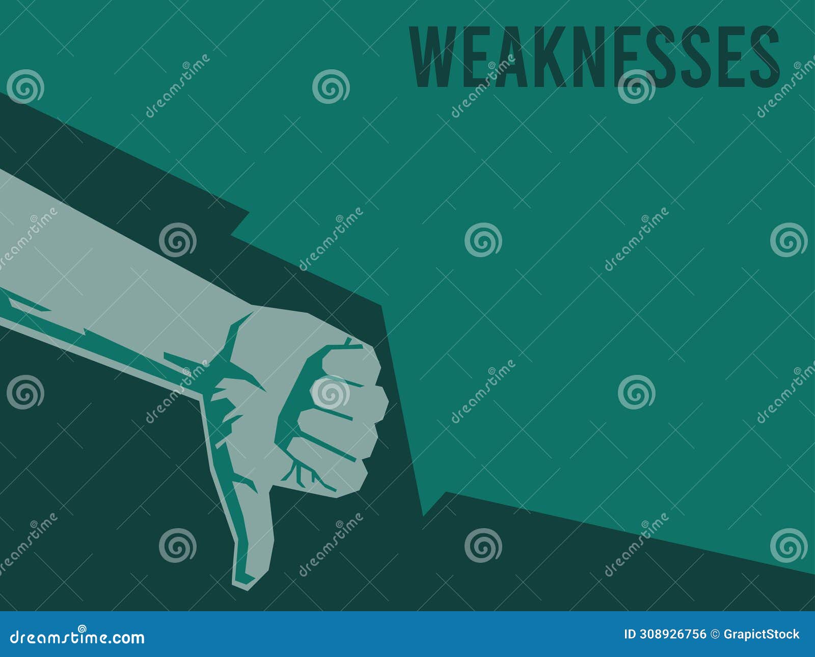 Thumb Down Sign of Weaknesses with Text Space Stock Vector ...