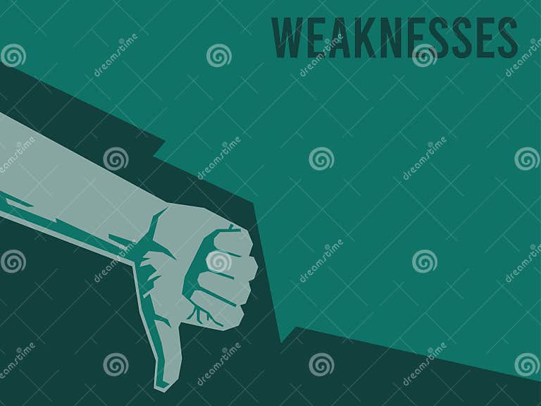 Thumb Down Sign of Weaknesses with Text Space Stock Vector ...