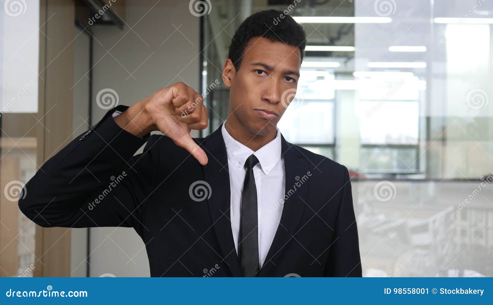 Thumb Down, Unsatisfied Black Businessman Stock Image - Image of people ...