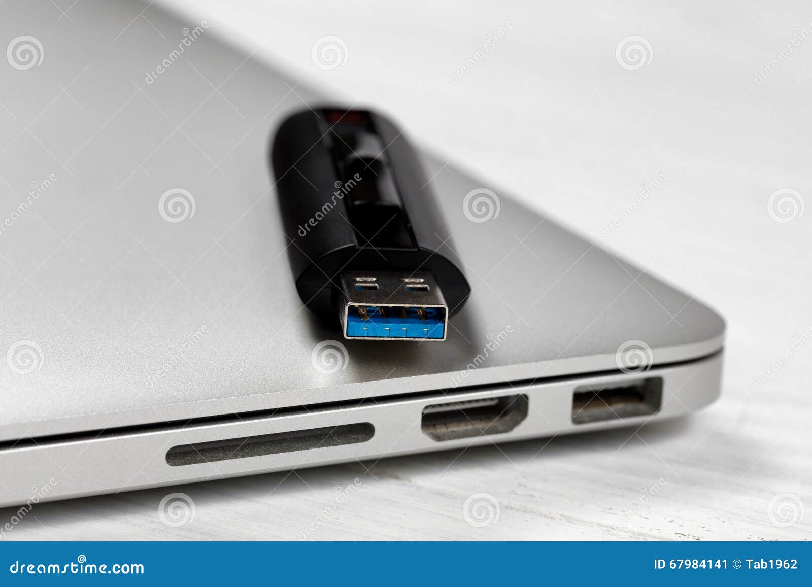 Thumb Drive with Fast USB Speed Technologies on Top of Computer Stock ...