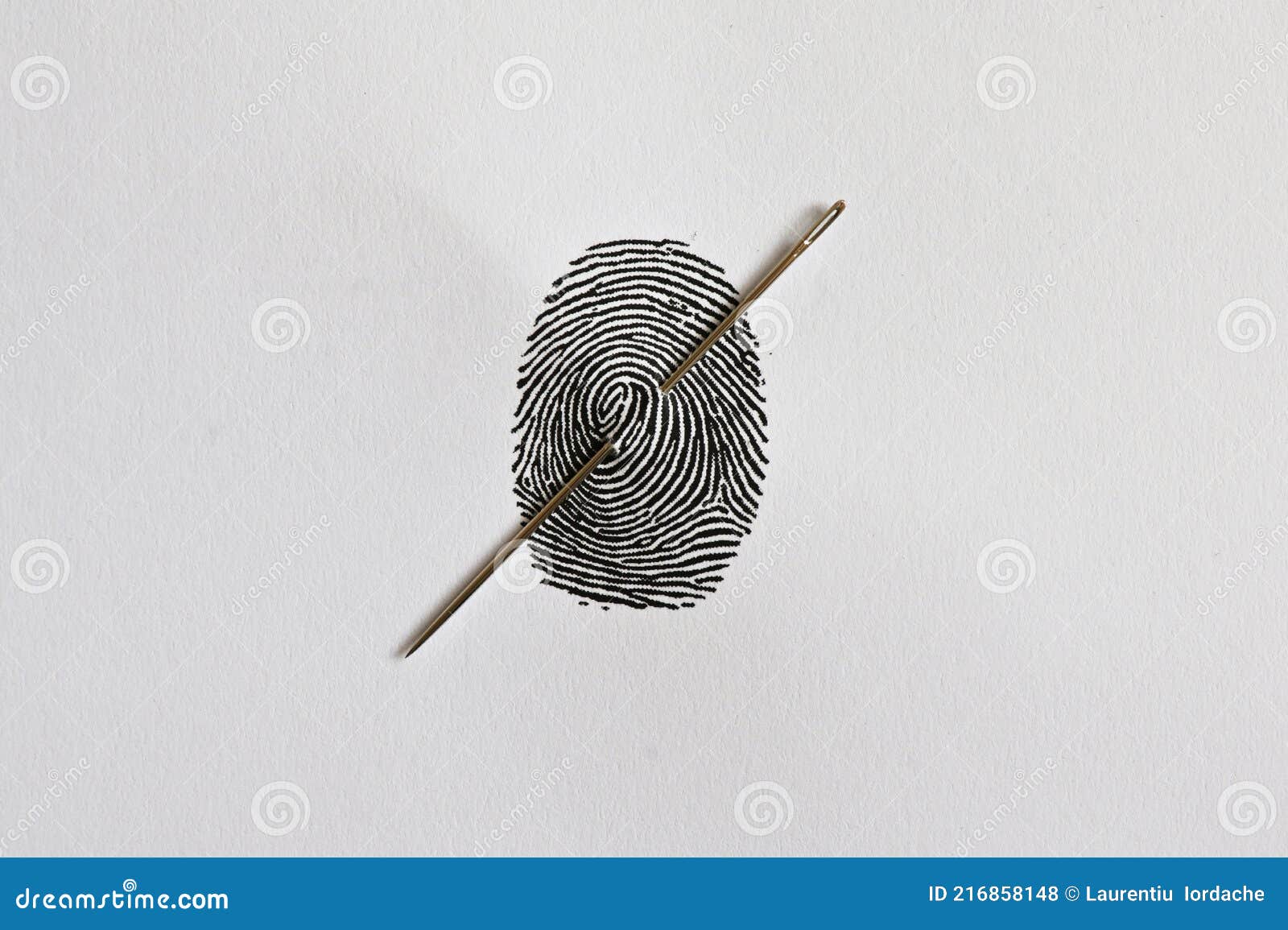 Thumb Fingerprint and Needle through the Paper Stock Illustration ...