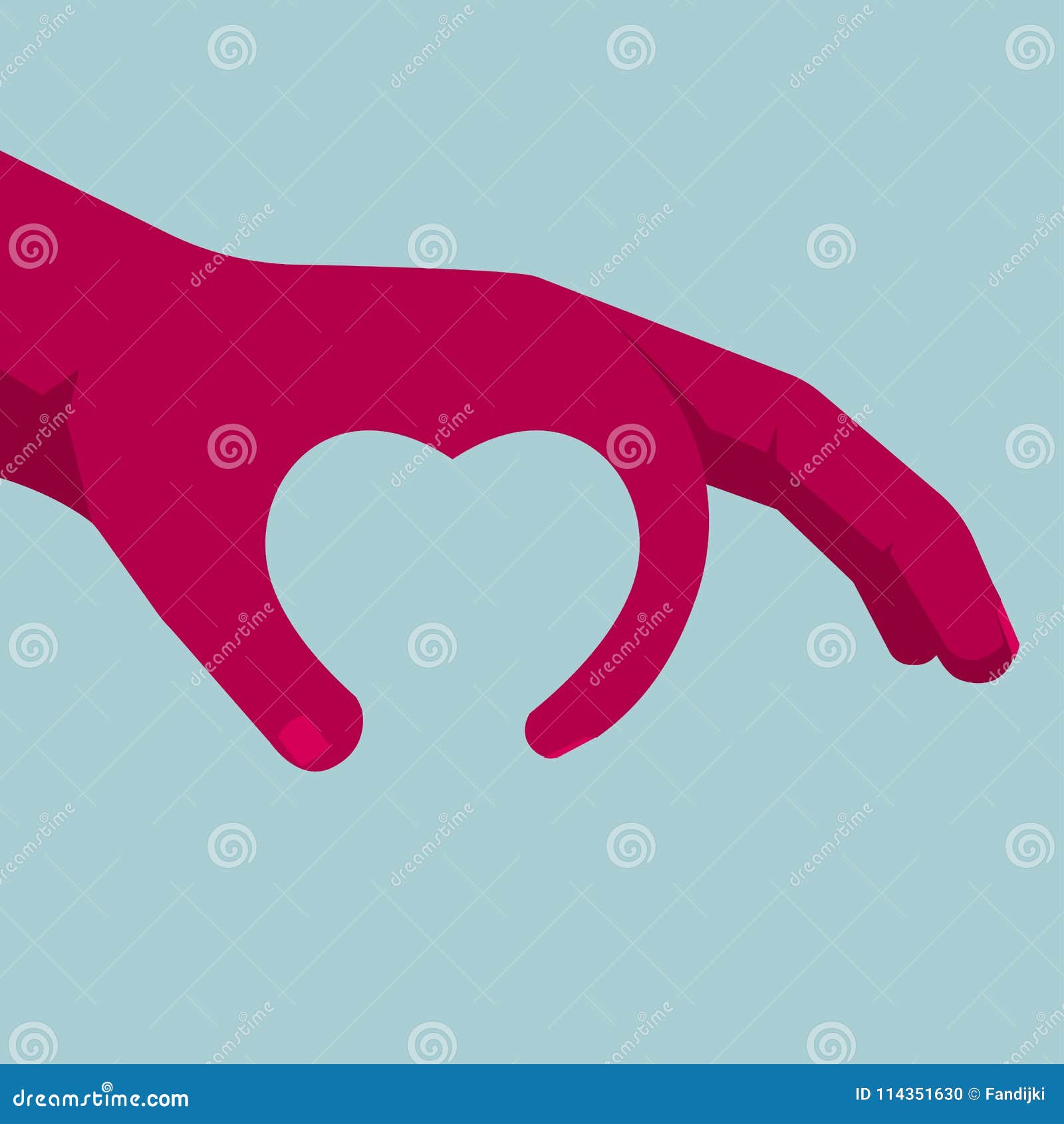 Thumb and Forefinger Form a Heart Symbol. Stock Vector - Illustration ...