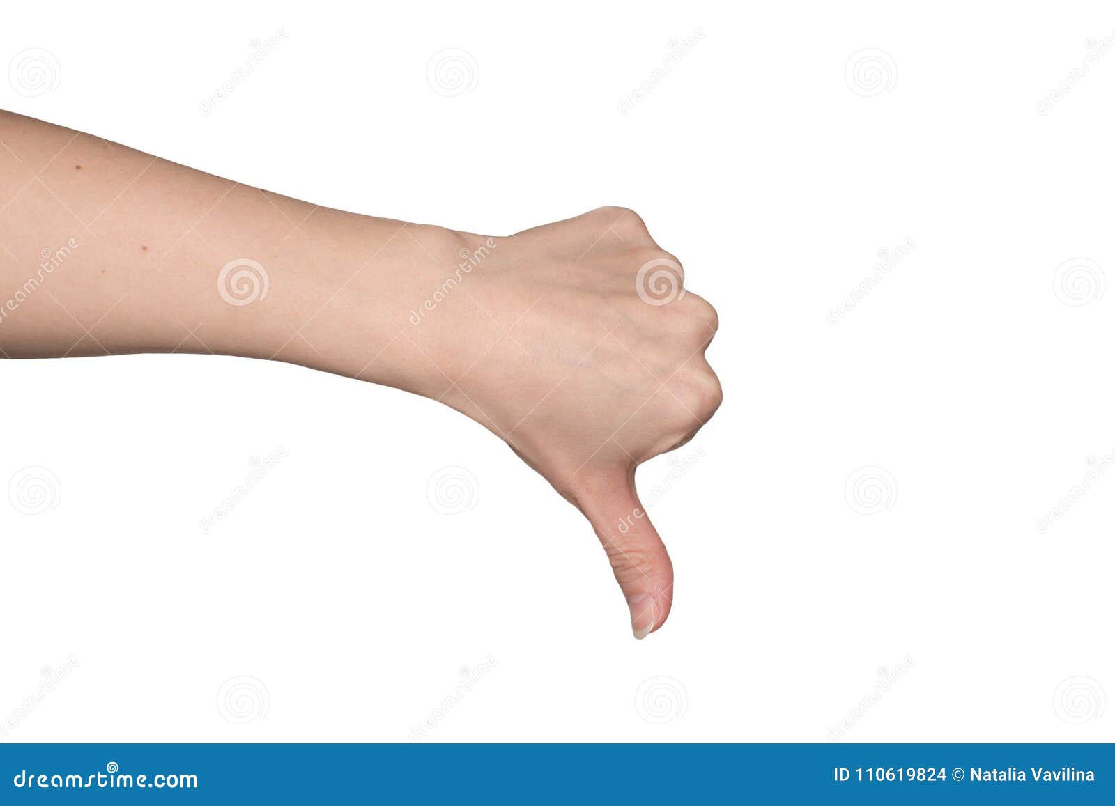 Thumb Gesture Pointing Down on White Isolated Background Stock Photo ...