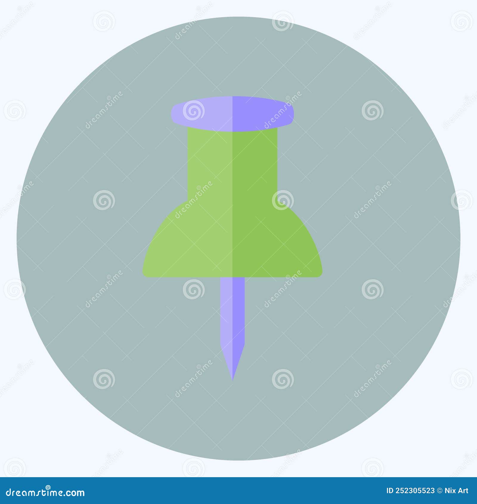 Thumb Pin Icon in Trendy Flat Style Isolated on Soft Blue Background ...