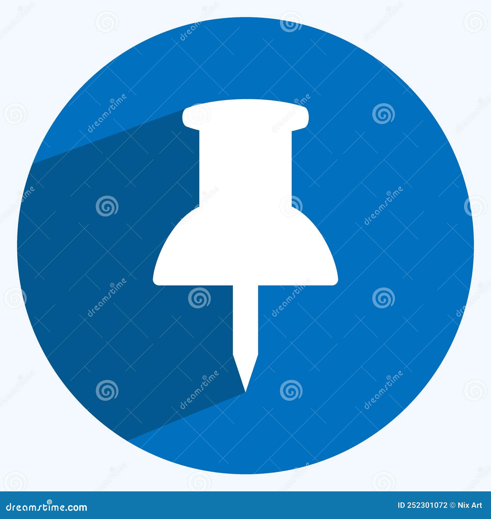 Thumb Pin Icon in Trendy Long Shadow Style Isolated on Soft Blue ...