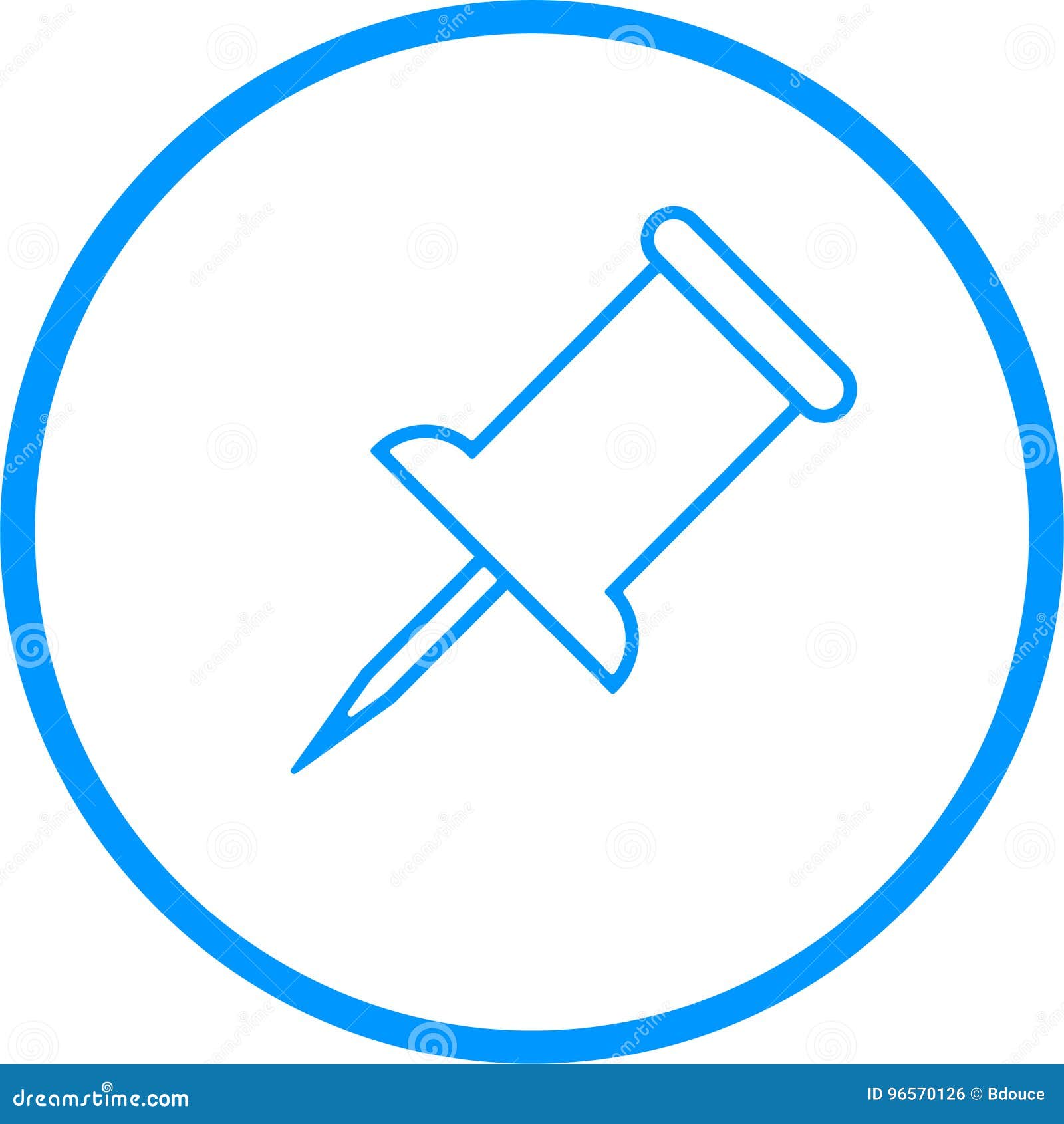 Thumb Pin Vector Line Icon stock vector. Illustration of thin - 96570126