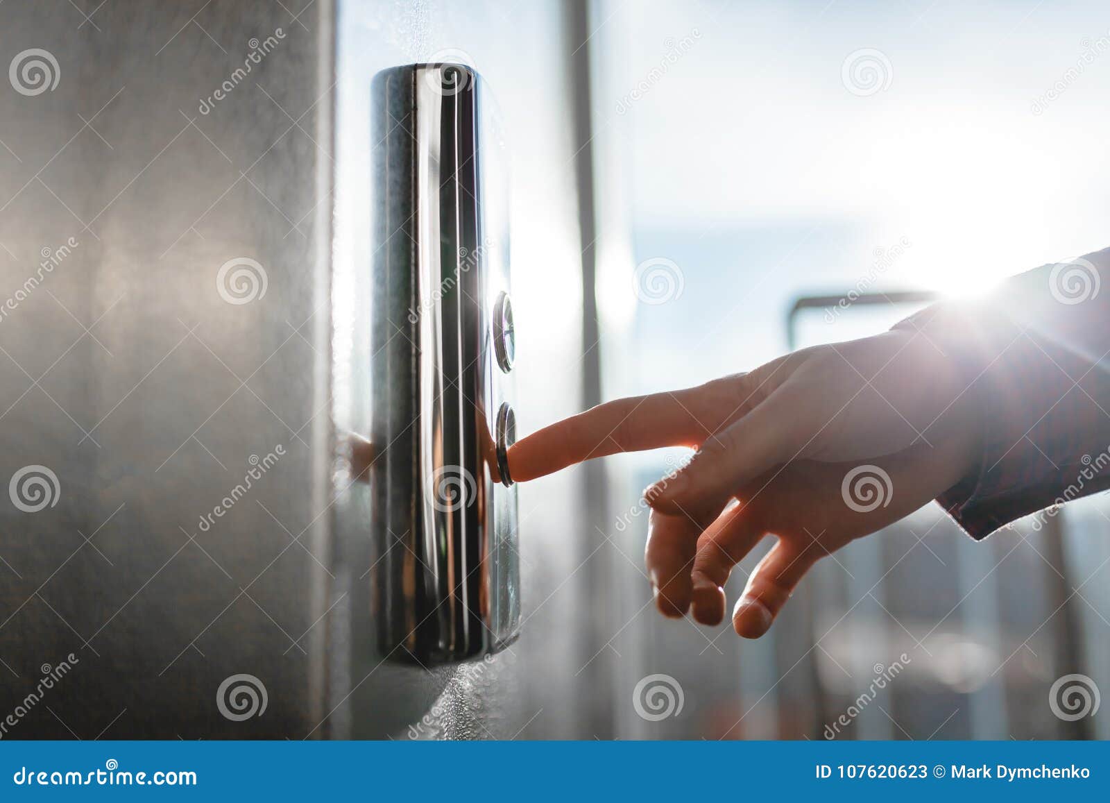 The Thumb Presses the Elevator Button, a Hand Reaching for the Button ...