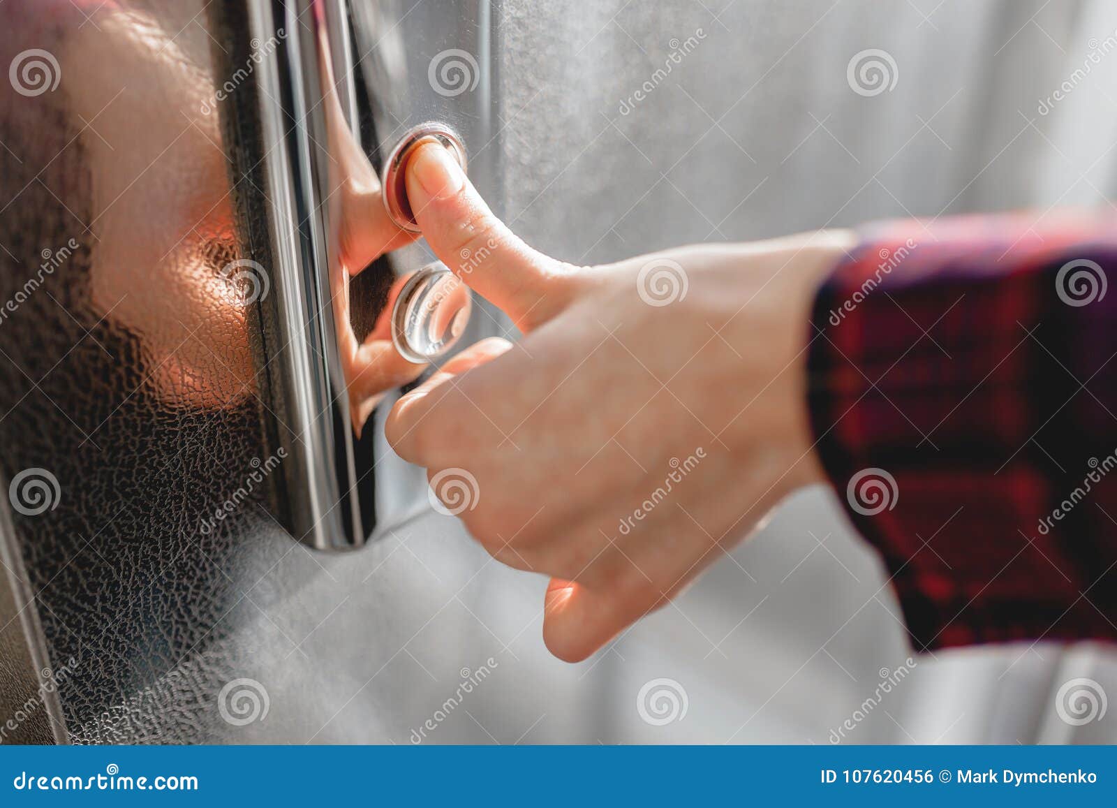 The Thumb Presses the Elevator Button, a Hand Reaching for the Button ...