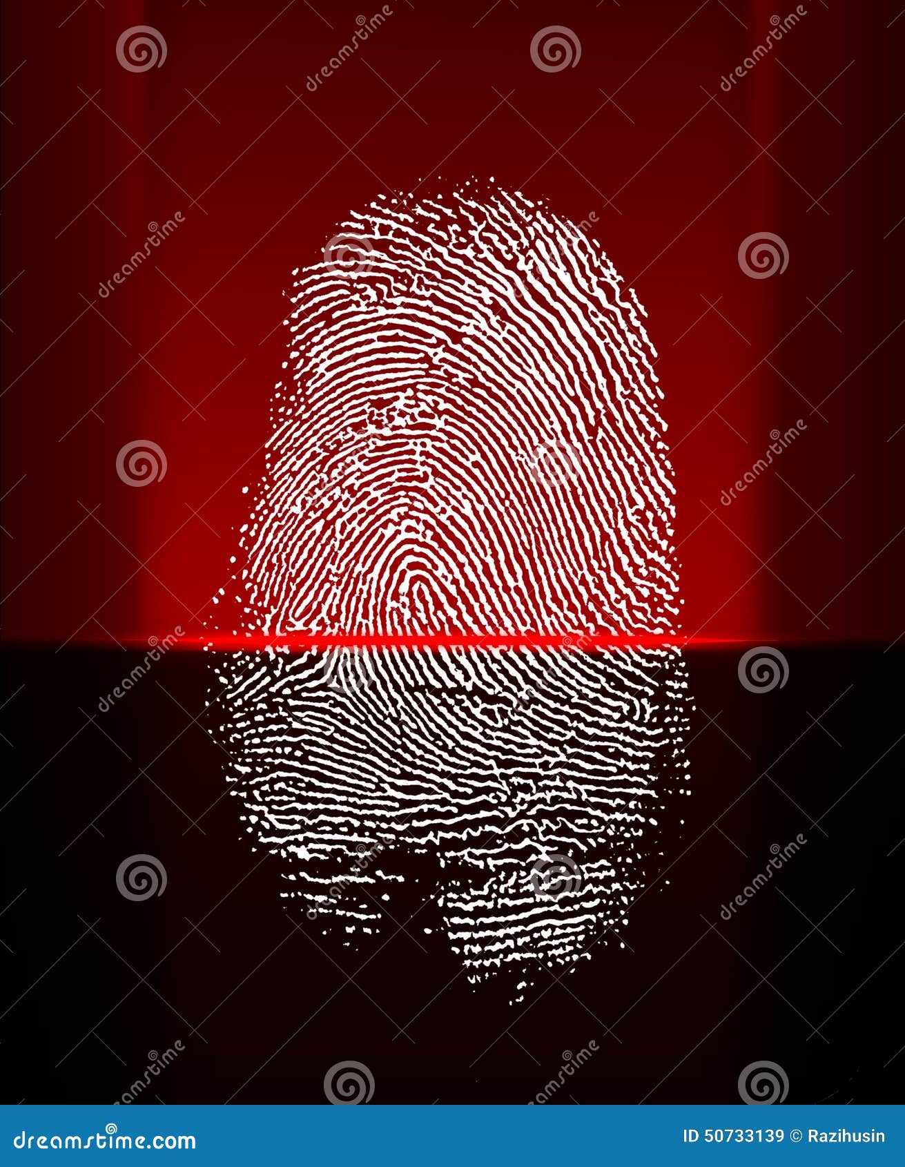 Thumb Print Scanning with Red Beam Stock Illustration - Illustration of ...